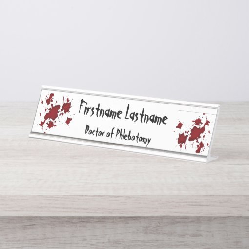Funny Halloween horror blood splattered Desk Name Plate | Zazzle