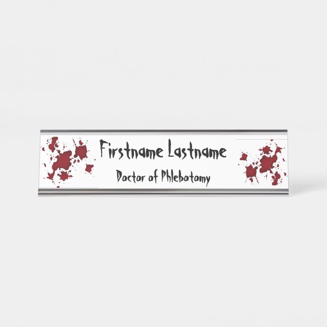 Funny Halloween horror blood splattered Desk Name Plate | Zazzle