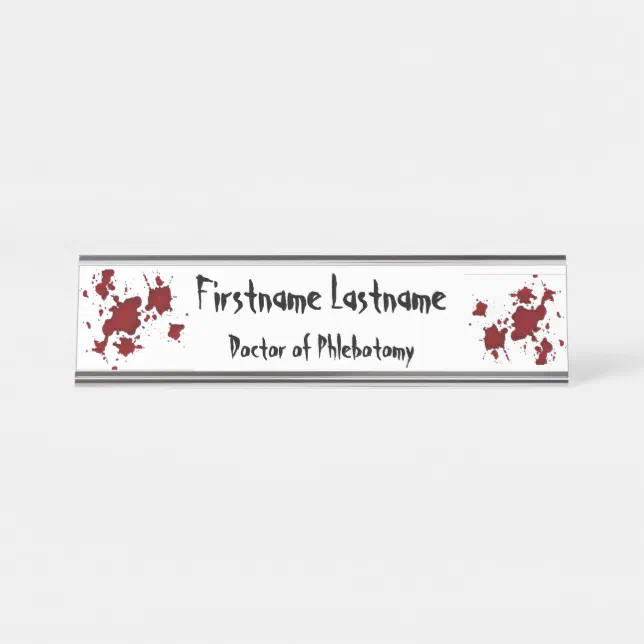 Funny Halloween horror blood splattered Desk Name Plate | Zazzle