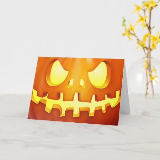 Funny Halloween Pumpkin Glowing Jack o lantern Card | Zazzle