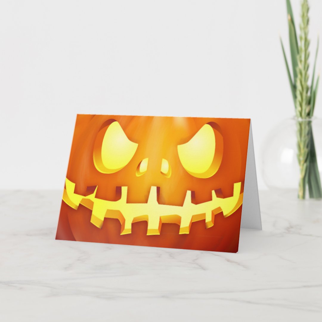 Funny Halloween Pumpkin Glowing Jack o lantern Card | Zazzle