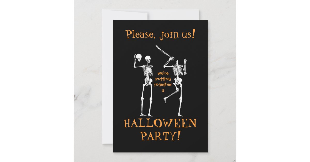 Funny Halloween Skeletons - Please Join Us Invitation | Zazzle
