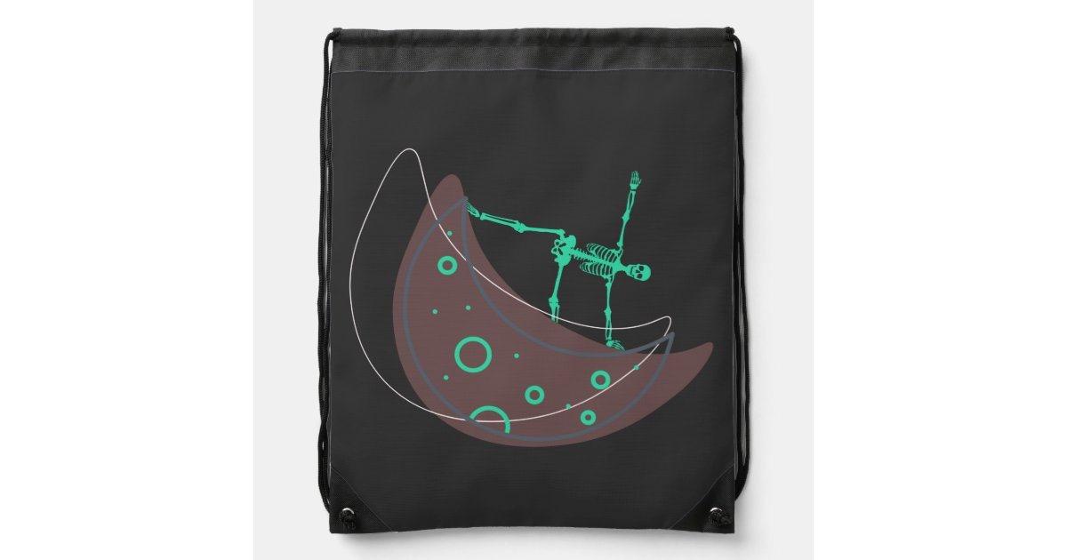 Funny Halloween Spooky Skeleton Doing Yoga Drawstring Bag | Zazzle