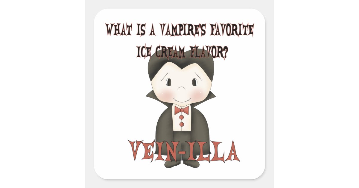 Funny Halloween Vampire Joke Square Sticker | Zazzle