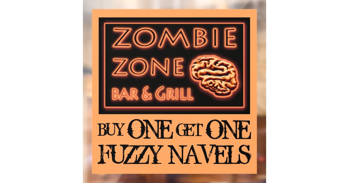 Funny Halloween Zombie Drinks Fuzzy Navel Window Cling | Zazzle