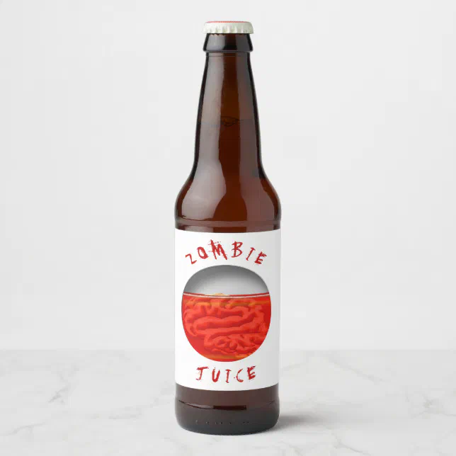 Funny Halloween Zombie Juice Brains Beer Bottle Label | Zazzle