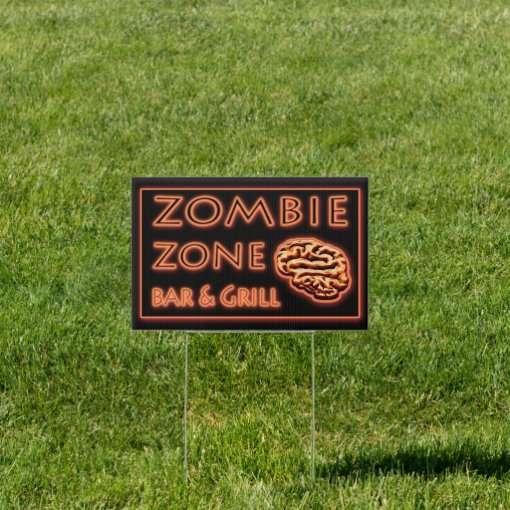 Funny Halloween ZOMBIE ZONE & Bar Grill Sign | Zazzle