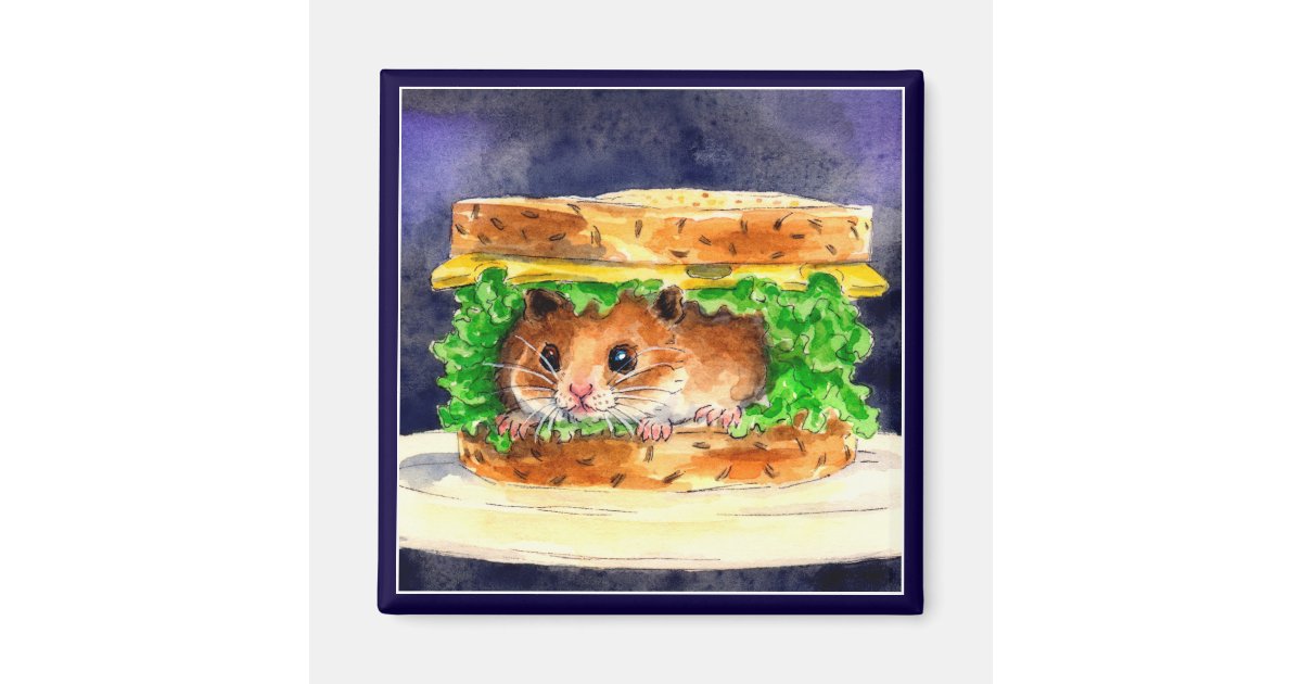 Funny hamster sandwich magnet | Zazzle