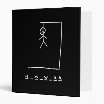 Funny Hangman Game in White Chalk Anti Homework Binder | Zazzle