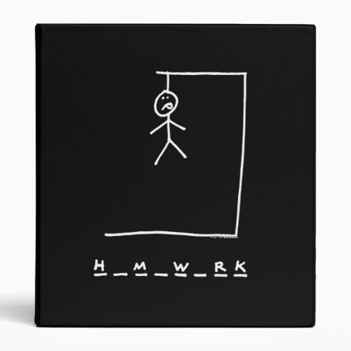 Funny Hangman Game in White Chalk Anti Homework Binder | Zazzle