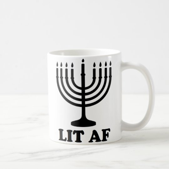 Funny hanukkah chanukah menorah lit af coffee mug | Zazzle.com