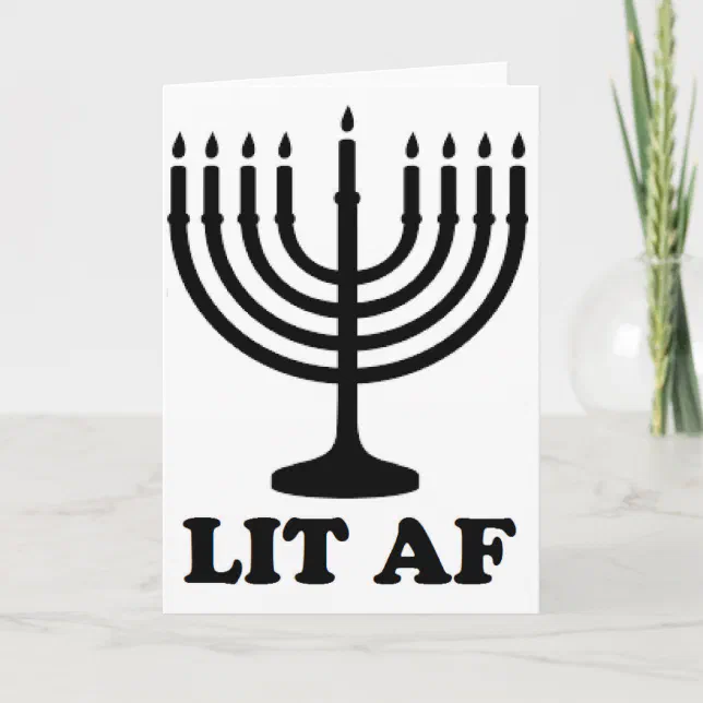 Funny hanukkah chanukah menorah lit af holiday card | Zazzle