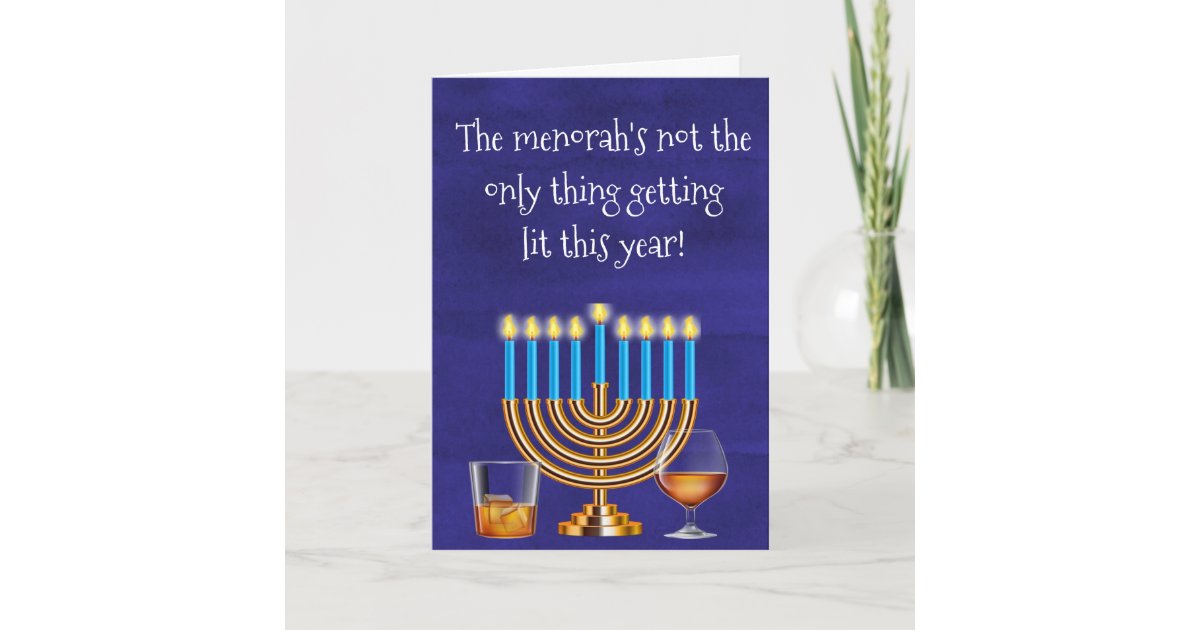 Funny Hanukkah Menorah Cocktails Drinking Holiday Card | Zazzle