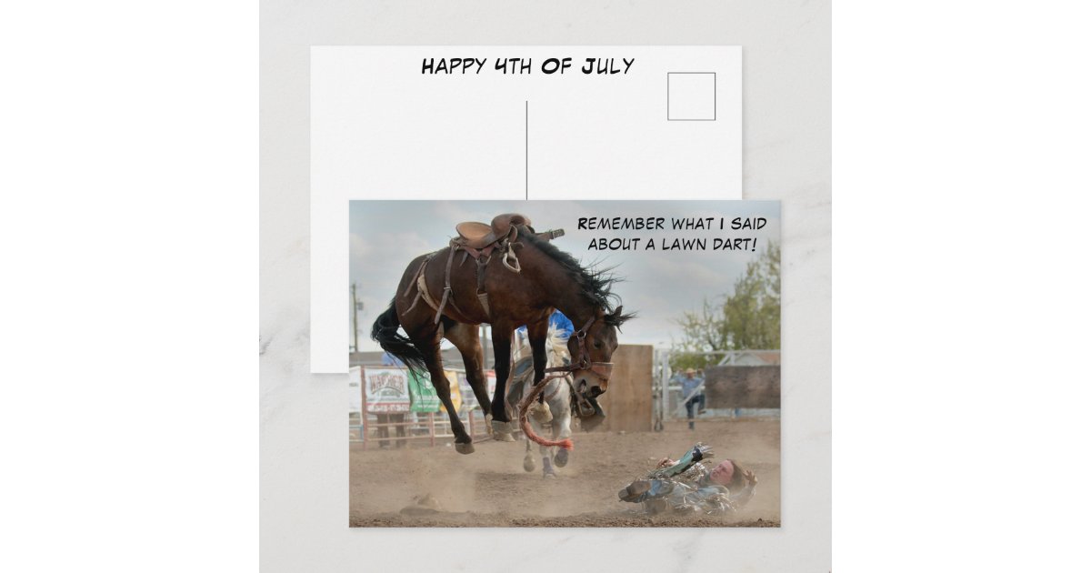 Funny Happy 4th Of July Rodeo Saddle Bronc Event Postcard | Zazzle