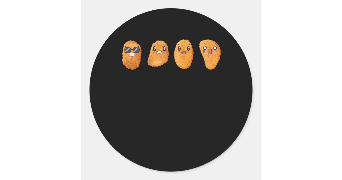 Funny Happy Angry Food Chicken Nuggets Classic Round Sticker | Zazzle