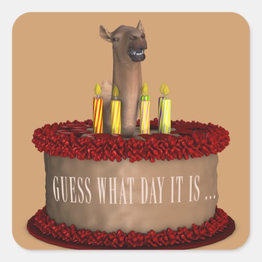 Funny Happy Birthday Camel Square Sticker | Zazzle.com