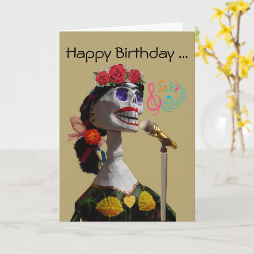 Funny Happy Birthday You Old Diva Skeleton Singing Card | Zazzle