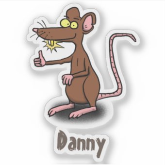 Funny happy brown rat cartoon illustration sticker | Zazzle