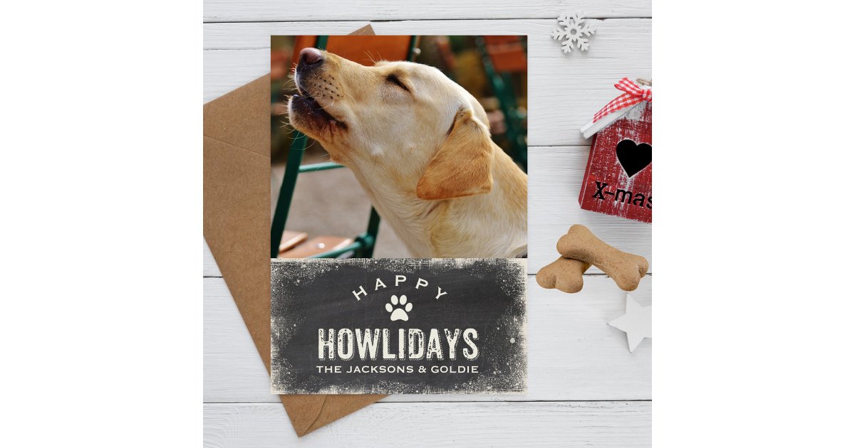 Funny Happy Howlidays Dog Lover Christmas Photo Holiday Card | Zazzle