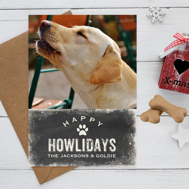 Funny Happy Howlidays Dog Lover Christmas Photo Holiday Card | Zazzle