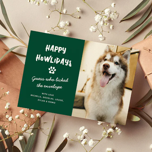 Funny Happy Howlidays Pet Dog Photo Christmas Holiday Postcard | Zazzle