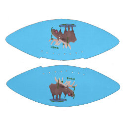 Funny happy moose cartoon illustration football | Zazzle
