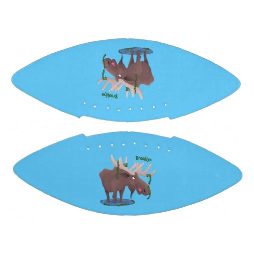 Funny happy moose cartoon illustration football | Zazzle