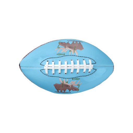 Funny happy moose cartoon illustration football | Zazzle