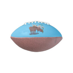 Funny happy moose cartoon illustration football | Zazzle