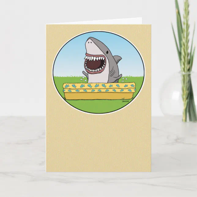 Funny Happy Shark Peeing in Pool Birthday Card | Zazzle