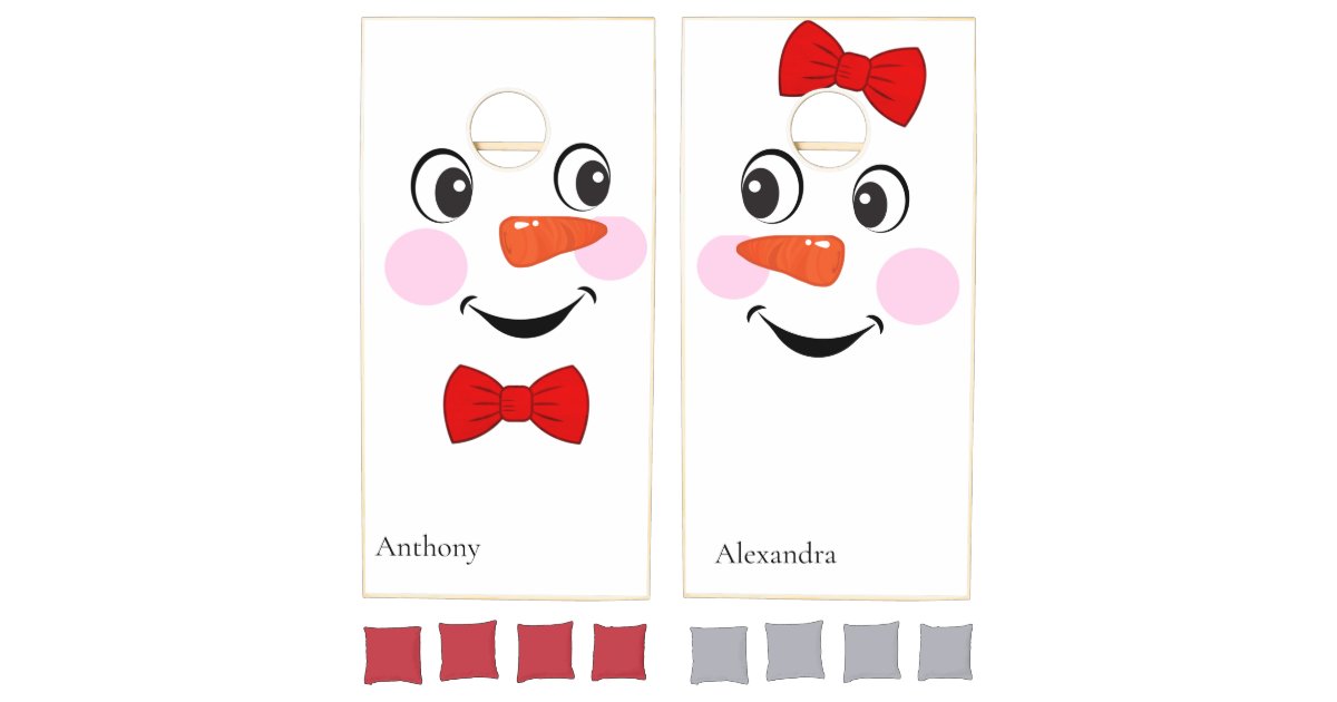 Funny Happy smiling/Snowman Face Cornhole Set | Zazzle