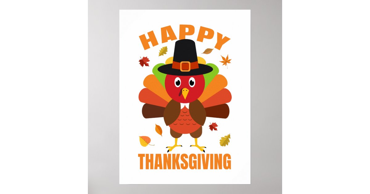 Funny Happy Thanksgiving Day illustration Poster | Zazzle