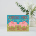Funny Happy Valentines Day Pigs Pun Kids Classroom Holiday Postcard ...