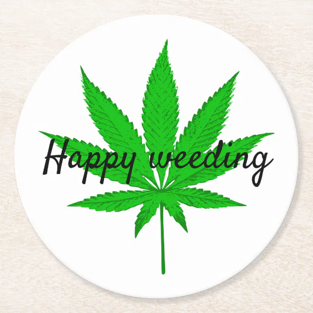 Funny Happy Weeding Wedding pun Round Paper Coaster | Zazzle