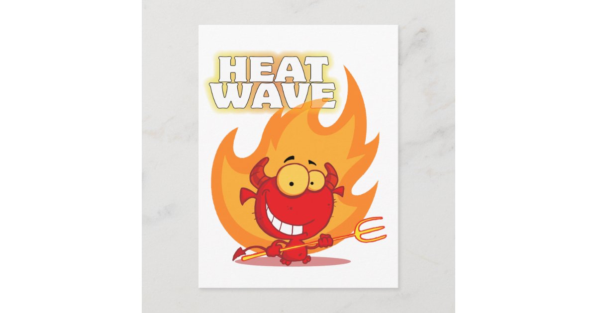 funny heat wave devil cartoon postcard | Zazzle