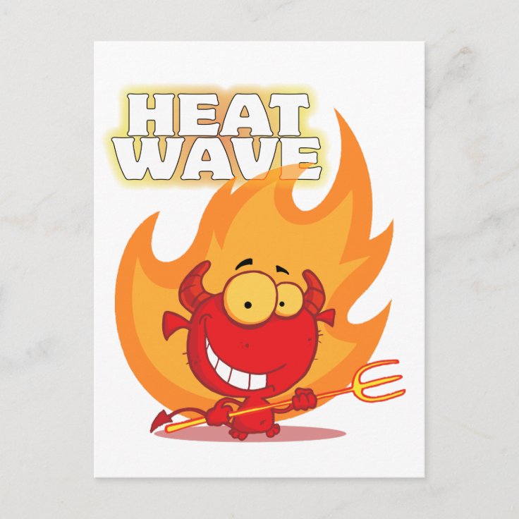funny heat wave devil cartoon postcard | Zazzle