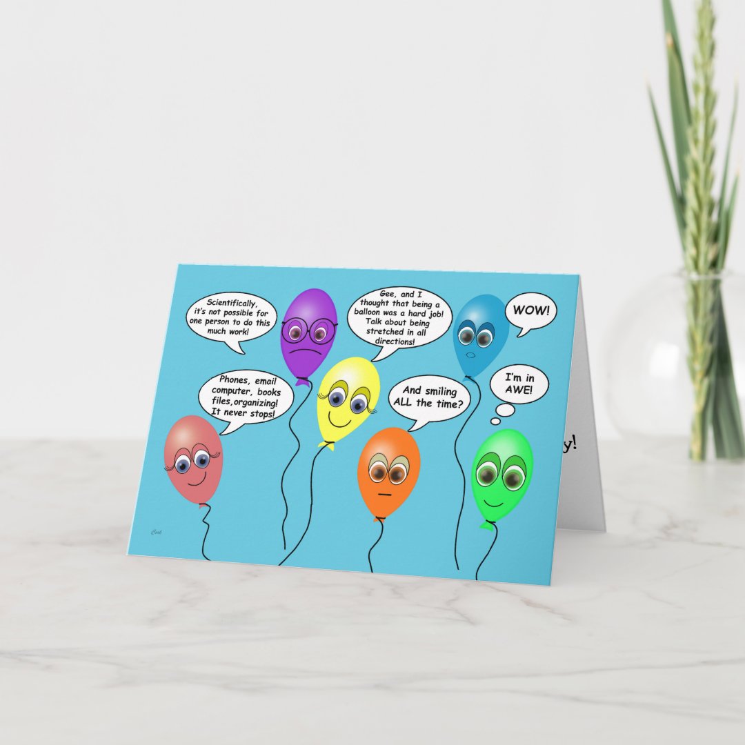 Funny Helium Balloons for Admin Pro Day Card | Zazzle