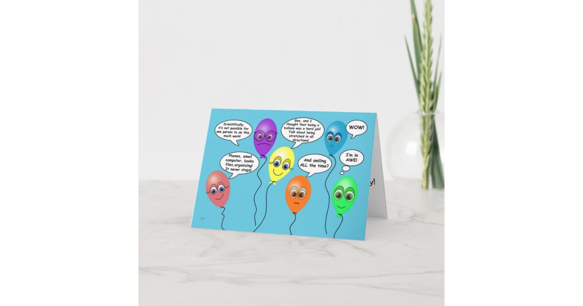 Funny Helium Balloons for Admin Pro Day Card | Zazzle