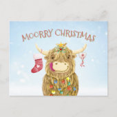 Funny Highland Cow Christmas Cute Holiday Postcard | Zazzle
