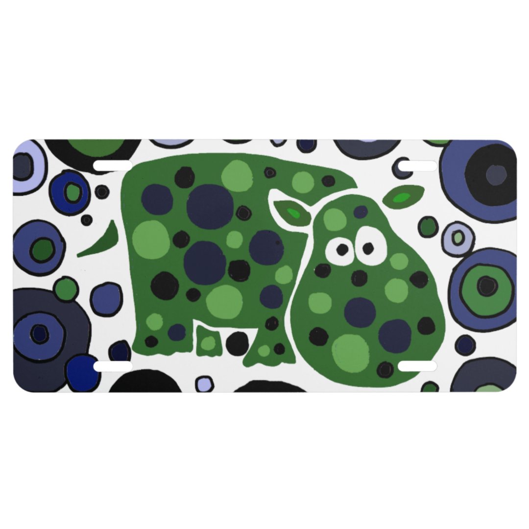 Funny Hippo Art License Plate | Zazzle