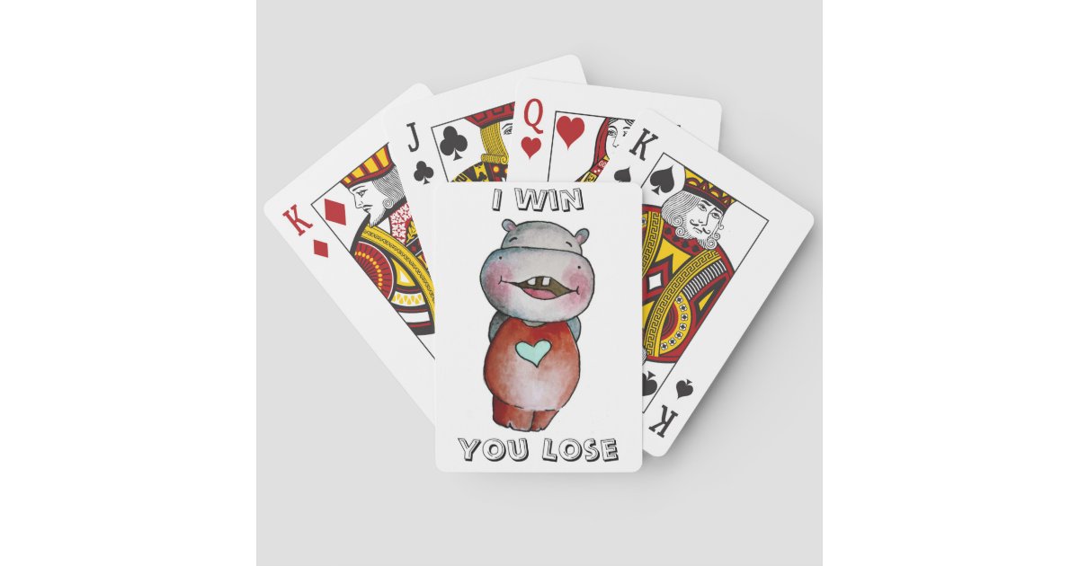 Funny Hippo Playing Cards | Zazzle
