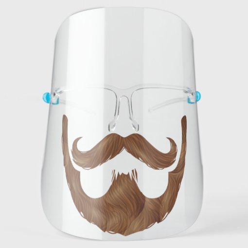 Funny Hipster Beard & Handlebar Mustache Face Shield | Zazzle