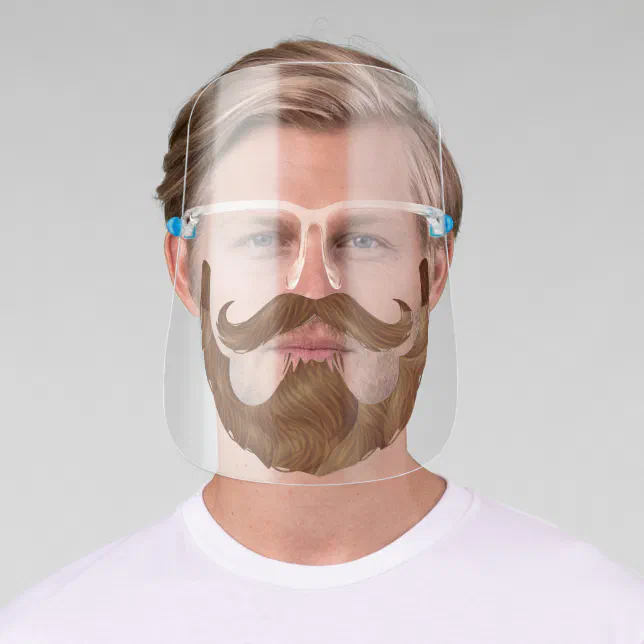 Funny Hipster Beard & Handlebar Mustache Face Shield | Zazzle
