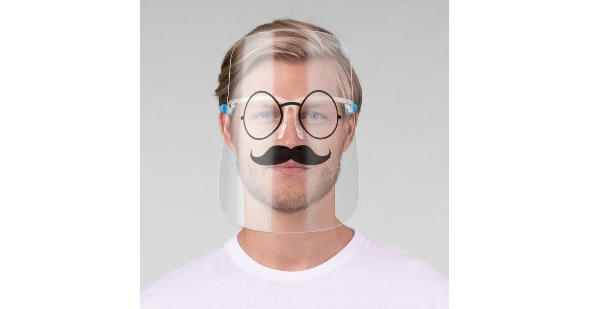 Funny Hipster Glasses and Mustache Face Shield | Zazzle