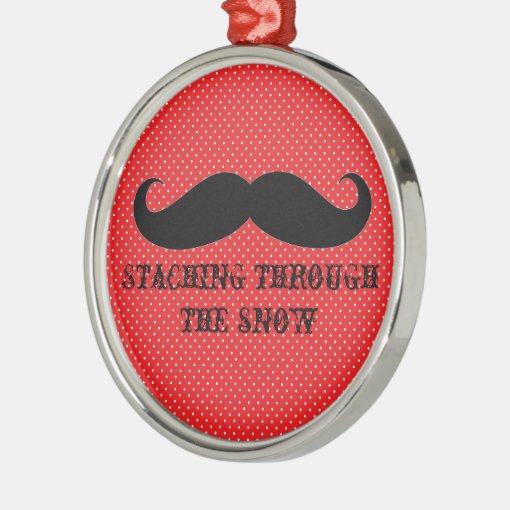 Funny hipster mustache holiday xmas mustaches metal ornament | Zazzle