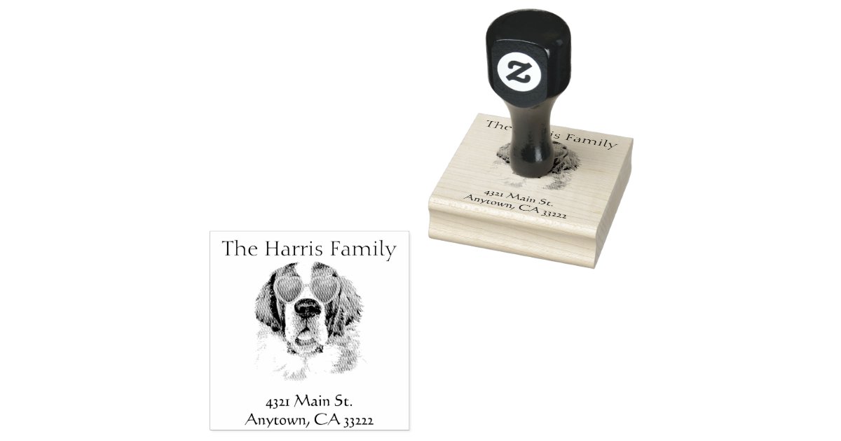 Funny Hipster Saint Bernard Personalized Rubber Stamp | Zazzle