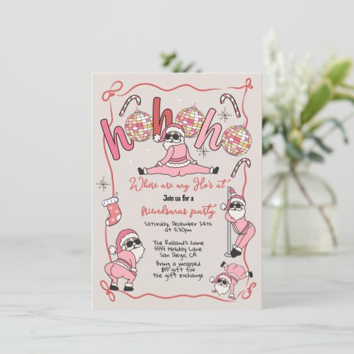 Funny Ho Ho Ho's Friendsmas Adult Christmas Party Invitation | Zazzle
