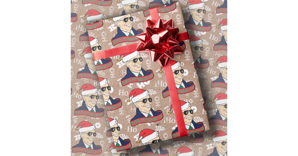 Funny Ho Its President Joe Biden Kraft Christmas Wrapping Paper | Zazzle