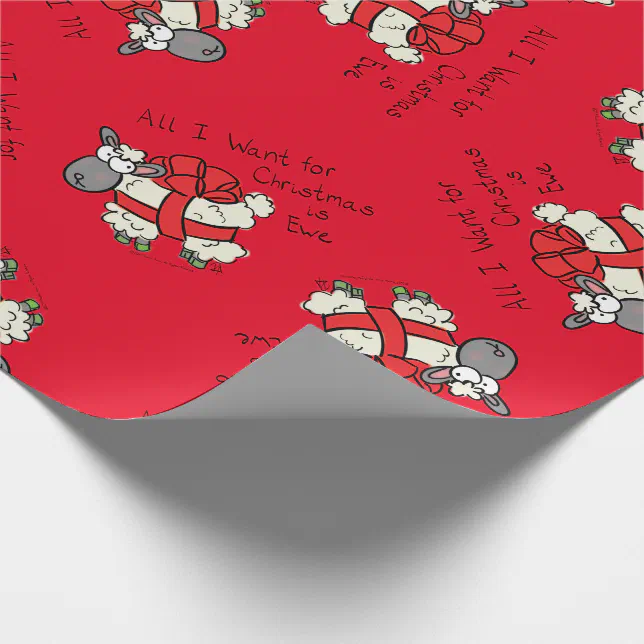 Funny Holiday Cute Sheep Christmas Cartoon Wrapping Paper | Zazzle