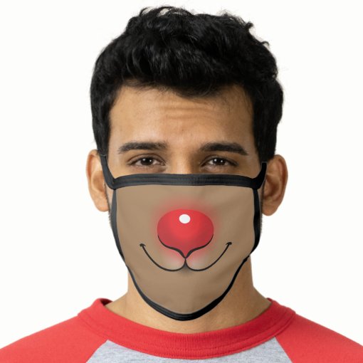 Funny Holiday Rudolph Red Nose Merry Christmas Face Mask | Zazzle
